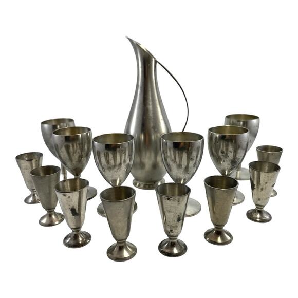 Vintage | Dining | Metawa Holland Vintage Pewter Pitcher Goblets And ...